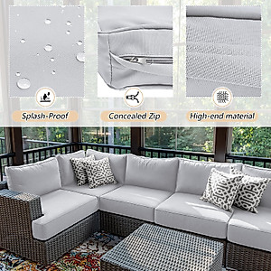 Patelai 12 Pcs Patio Cushion Covers Outdoor Cushion Covers Replacement Outdoor Cushion Slipcovers with Zipper for Outdoor Furniture, Patio Sofa Couch (6 Seat Covers and 6 Back Covers)(Light Gray)