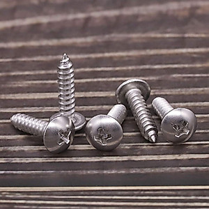 #10 x 3/4" Truss Head Wood Screw, Phillips Truss Head Self Tapping Sheet Metal Tek Screw, 18-8 Stainless Steel 304, Brgiht Finish, 100 PCS