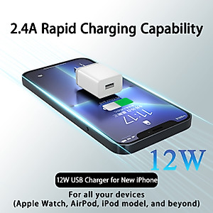 USB Wall Charger Block 12W - 4 Pack USB Plug, USB Charging Block, 2.4A/5V Power Adapter, Box Cube Compatible with iPhone 13 12 11 Pro Max SE XS XR X 8 7 6 6S Plus, Samsung, LG, Moto, Android Brick