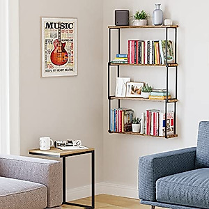 Wallniture Porto Floating Shelves for Wall Storage, Bookshelf Living Room Decor, Kitchen Organization, 4-Tier Bathroom Shelves, Wall Shelves for Bedroom Burnt Finish