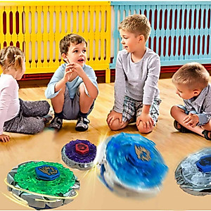 Bey Metal Fusion Blades Burst Turbo Evolution Battling Tops Master Starter Set Storm Pegasus/Flame Libra/Earth Eagle/ Lightning L-Drago with 4D Spinning Launcher Grip,Burst Gyro Toy Set Gift for Boys