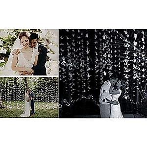 200pcs 10Strings White Origami Paper Crane Garlands for Spring Rustic Wedding Party Decorations Bridal Shower Origami Birds Streamers for Baby Shower/Engagement/Valentine's Day/Birthday Party