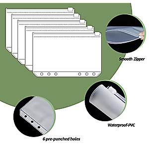 Budget Binder with Zipper Envelopes,Cash Envelopes for Budgeting, Money Organizer for Cash, A6 Budget Binder with 8pcs Cash envelopes, 12pcs Expense Trackers, 23pcs Label Stickers