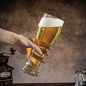 Burns Glass Bar Glasses, Classic Pilsner Glass Tall Beer Glasses with Heavy Base, 24 Oz. (Set of 2)