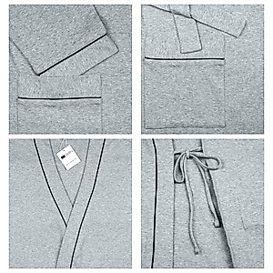 U2SKIIN Mens Cotton Robe Lightweight Knit Bathrobe(Grey, 2XP/3XP)