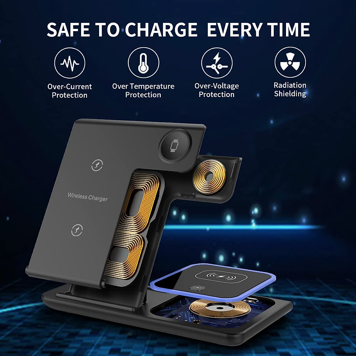 RUI MAI LAI 3 in 1 Wireless Charger Station for iPhone, iWatch, AirPods - Charges iPhone 13/12/11 Pro/Pro Max, iWatch 7/6/SE/5/4/3/2, AirPods 3/2/Pro