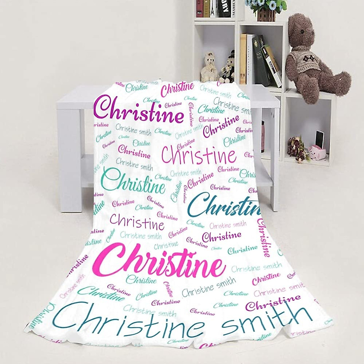 XJone Custom Personalized Baby Blanket with Name for Girls, Customized Floral Baby Name Blankets for Infants Newborns Babies