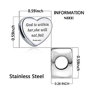 MUERDOU Heart Charm Fit Charms Bracelet Christian Bible Verse Charm Prayer Faith Religious Jewelry Gifts for Women