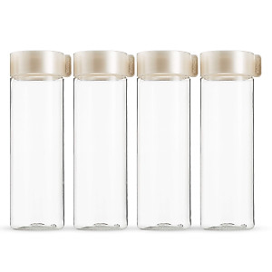 Komax Reusable Juice Bottles, Set of 4 Leak-Proof Juice Containers with Lids for Fridge, BPA-Free Plastic Smoothie Bottle Set, Dishwasher-Safe Wide Mouth Juicing Bottles (18.5 oz)