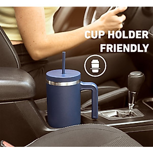 Hydrapeak Voyager 40 oz Tumbler with Handle and Straw Lid | Reusable Stainless Steel Water Bottle Travel Mug Cupholder Friendly | Insulated Cup (Black)