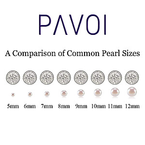 PAVOI Sterling Silver Round White Simulated Shell Pearl Necklace Strand | Pearl Choker Necklace | Jewelry for Women - 22" Length (6mm)