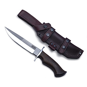 GCS Handmade Wooden Handle D2 Tool Steel Tactical knife Hunting Knife Bushcraft Knife with leather sheath Full tang blade designed for Hunting & EDC GCS 280