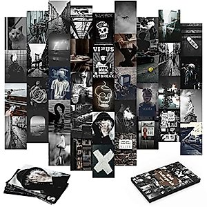 LOVEDMORE Photo Collage Kit Grunge for Wall Aesthetic 40 Pictures Black Aesthetic Posters for Wall Decor | Grunge Aesthetic Room Decor Grunge Dorm Decor for Teen Boys and Girls