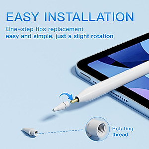 Apple Pencil Replacement Tips - Qreninv Upgraded Nibs Compatible with Apple Pencil 1st/2nd Generation, Precise Control, Penlike Metal Nib Wear [2 Pack]