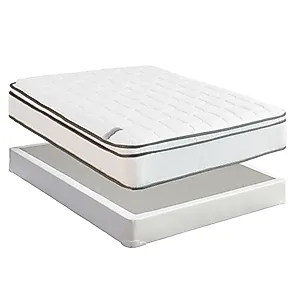 Mattress Solution Medium Plush Eurotop Pillowtop Innerspring Mattress and 8" Wood Boxspring/Foundation Set, 75" X 30", 1
