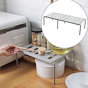 Generic Expandable Storage Rack Scalable Design Shelf Multifunctional for Cabinet Kitchenware, Gray