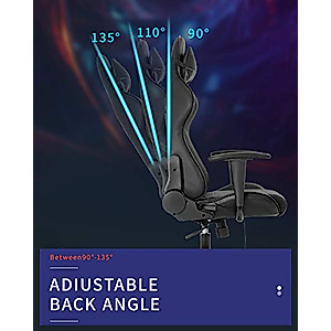 Gaming Chair Racing Office Chair Massage Swivel Chair High Back PU Leather Executive Rolling Task Adjustable Computer Chair with Lumbar Support Headrest Armrest Desk Chair for Adults (Black)