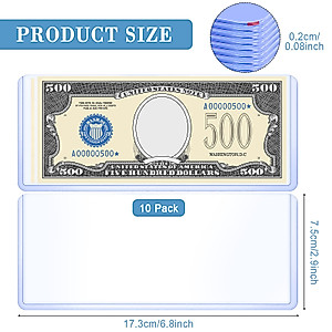 Bill Clear Holders Currency PVC Holder Transparent Bill Sleeves Currency Bill Display Holder for Regular Bills Protector Case Supplies, 6.9 x 2.95 Inch (10)