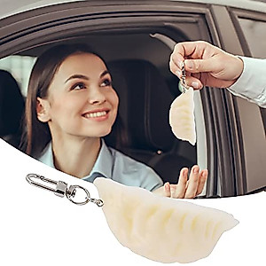 Graywhsky Simulation of Large Dumplings Keychain PVC Plastic Dumplings Alloy Door Clasp Pendant Fun Food Ornaments Props Stained Glass Window Hangings Flowers (White, A)