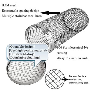 ZHMZHM Roller Grill Basket-Round Stainless Steel BBQ Grill Mesh，Outdoor Round BBQ Grill Grid for Chips Fish Shrimp,Versatile Round Grill Cooking Accessories (2PCS-B)