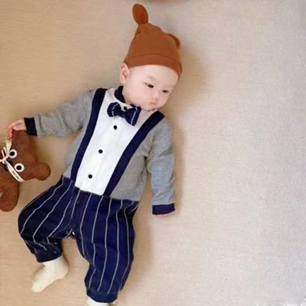 HAOHAOHUOZHE Baby Boy’s Gentleman Clothes Romper Jumpsuit Cotton Long Sleeve 6 Months