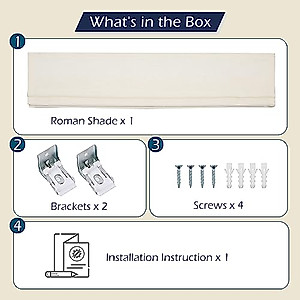 Sunbox Blinds Cordless Roman Shades for Windows, Window Treatments, Room Darkening Shades, Linen Fabric Roman Shades for Doors, Kitchen, Linen Cream