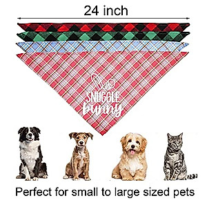 JOTFA 4 Pack Valentine's Day St. Partick's Day Easter Dog Bandanas, Holiday Plaid Dog Puppy Bandana Scarf Costume for Small Medium Large Dogs Pets