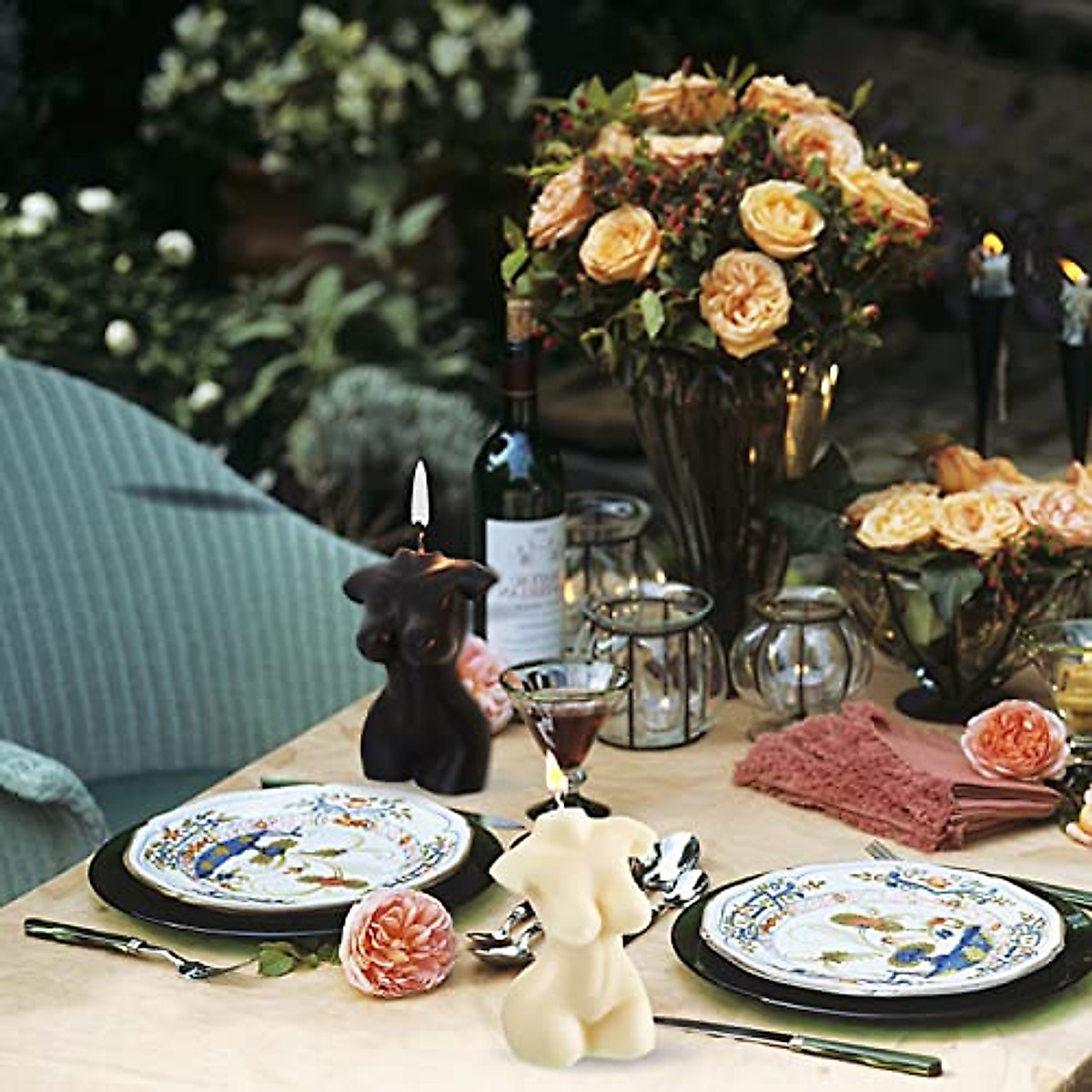 2PCS Body Shaped Candles, Body Soy Candle Female Body Shaped Candle Woman Torso Candle Home Decoration for Bedroom Bathroom Aesthetic Decoration (White and Black)