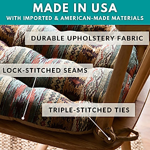 Sedona Dining Chair Pad with Ties - Extra-Large - Latex Foam Fill Cushion - Southwest & Santa Fe Decor (Mulberry, Terra Cotta, Turquoise, Beige)