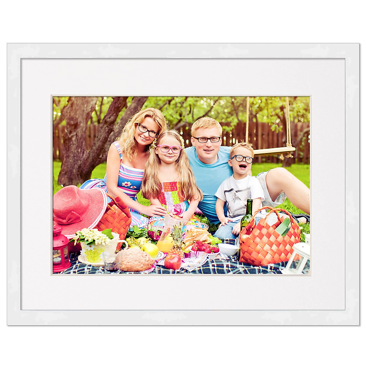 Poster Palooza 11x16 Frame White Solid Pine Wood Picture Frame | UV Acrylic, Foam Board Backing & Hanging Hardware