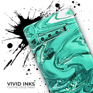 DesignSkinz Bright Trendy Green Color Swirled Protective Vinyl Decal Wrap Skin Cover Compatible with The Samsung Galaxy S20 (Screen Trim & Back Glass Skin)