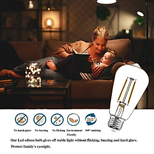 winsaLED 12 Pack 2w LED Edison Bulbs, 25 Watt Light Bulbs Equiv, 2700K Soft Warm with E26 Standard Base, LED ST19 Low Watt Light Bulbs, Not-dimmable, 120V