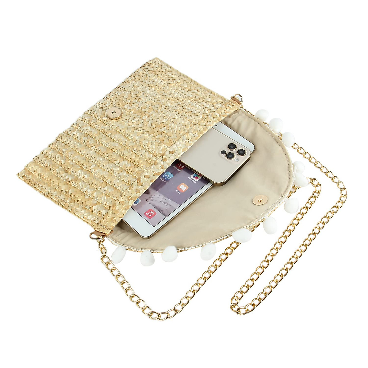 Freie Liebe Straw Crossbody Purse for Women Summer Beach Handmade Shoulder Bag Casual Envelope Woven Handbags