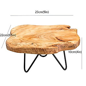 TJ Global Natural Edge Wooden Stand with Hairpin Legs for Displaying Cakes, Plants, Candles, Decor (L9 x W8.5 x H4)
