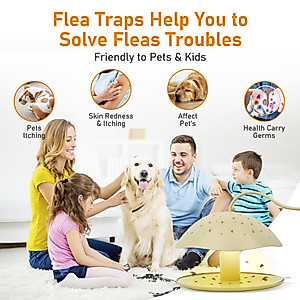 Flea Trap Refills 12 Packs, Flea Trap for Inside Your Home, Replacement Pads for Flea Light, 7.1 Inch Natural Sticky Discs Refill for Bugs Flies