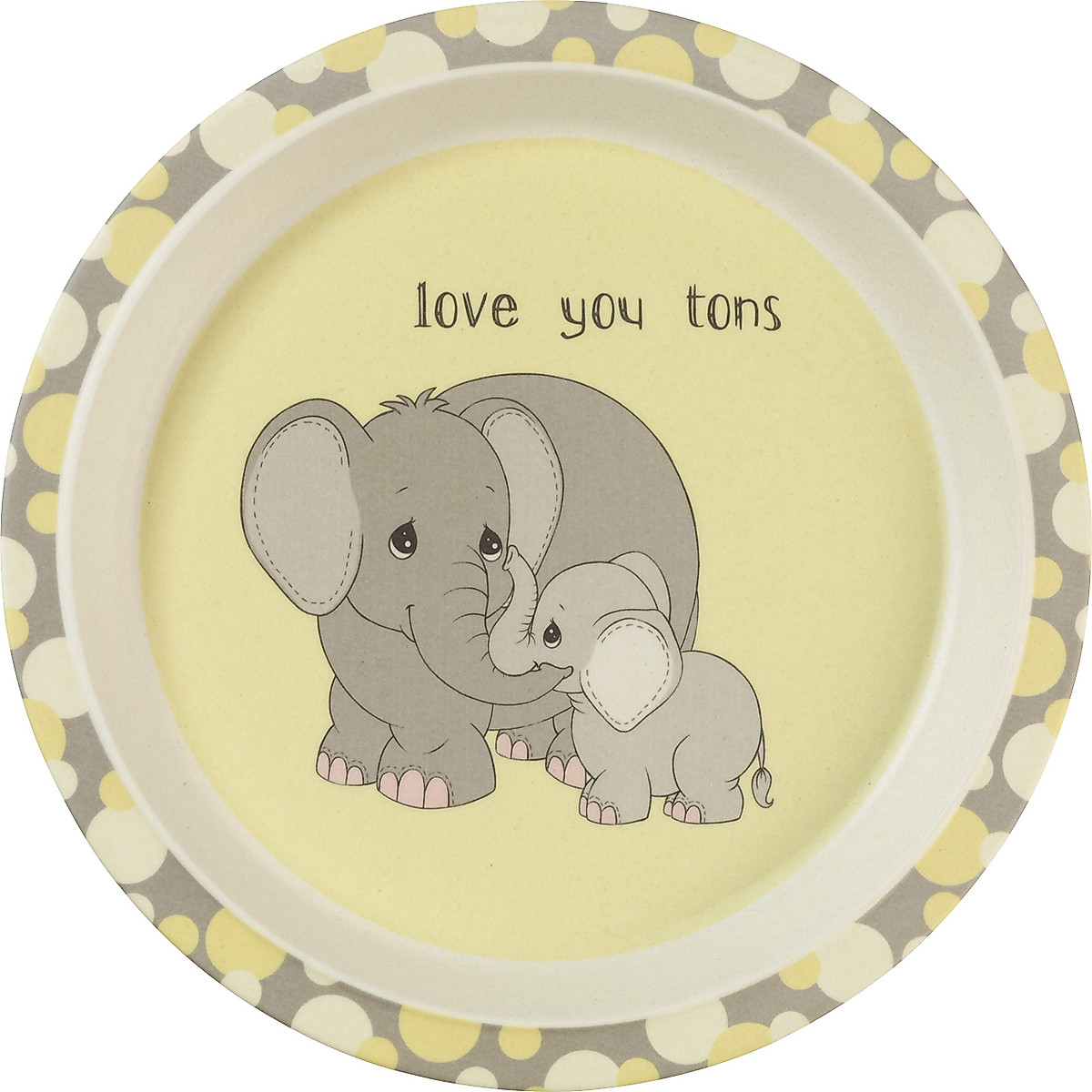 Precious Moments Love You Tons Elephant Bamboo Toddler Mealtime Feeding and Dinnerware Set of 5, 182418