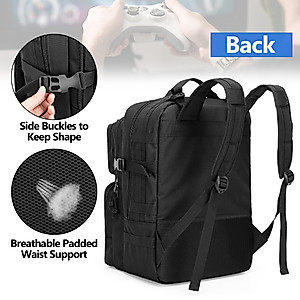 PGmoon Tactical Game Backpack Compatible with PS5/PS5 Slim/PS5 Pro/PS4 Console, Travel Carrying Case Storage Bag for 15.6" Laptop, Portable Monitor, Controller and Other Gaming Accessories