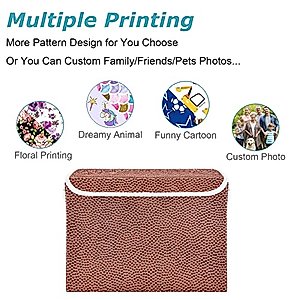 CaTaKu Football Game Storage Bins with Lids and Handles, Fabric Large Storage Container Cube Basket with Lid Decorative Storage Boxes for Organizing Clothes