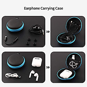 Earphone Carry Case, SUNGUY [5-Pack] Small Round Pocket Earbud Travel Carrying Case with Zipper for Smartphone Earphone, Wireless Headset, USB Cable, SD Cards Storage Bags, Masks and More
