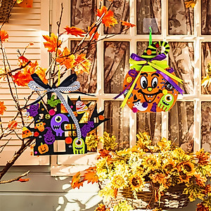 Winlyn 24 Sets Halloween Craft Kits DIY Halloween Pumpkin Ghost Bat Black Tree Ornaments Decorations Art Sets Fall Crafts Foam Stickers Arts and Crafts Supplies Kit for Kids Party Classroom Activities