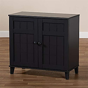 BOWERY HILL Contemporary 4-Shelf Wood Shoe Cabinet in Dark Gray