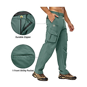 Little Donkey Andy Men's Quick Dry UPF 50+ Cargo Pants, Stretch Lightweight Outdoor Hiking Pants Sage S