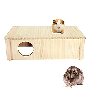 WEWAYKGJ Hamster Wood House Hideout 2-Chamber Hamster Wooden House Multi-Chamber Hamster Habitats Decor for Dwarf Chinchilla Mice Gerbils Gerbils Mouse and Other Small Rodents  