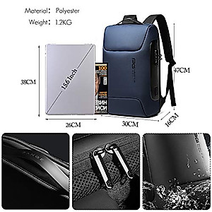 FANDARE Laptop Backpack Business Anti-Theft Daypacks Travel Large Backpack with USB Charging Port Waterproof College Computer Bag for Women & Men Fits 15.6 Inch Notebook Blue