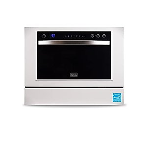 BLACK+DECKER BCD6W Compact Countertop Dishwasher, 6 Place Settings, White