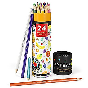 ARTEZA 24 Scented Pencils for Kids, Pre-Sharpened Color Pencils for Kids, Triangular Shape Smelly Pencils for Kids