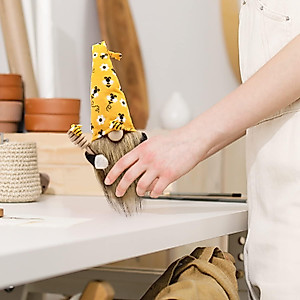 CiyvoLyeen Bumble Bee Chef Gnome Scandinavian Tomte Nisse Swedish Honey Bee Elf Home Farmhouse Kitchen Decor Bee Shelf Tiered Tray Decorations, Set of 2