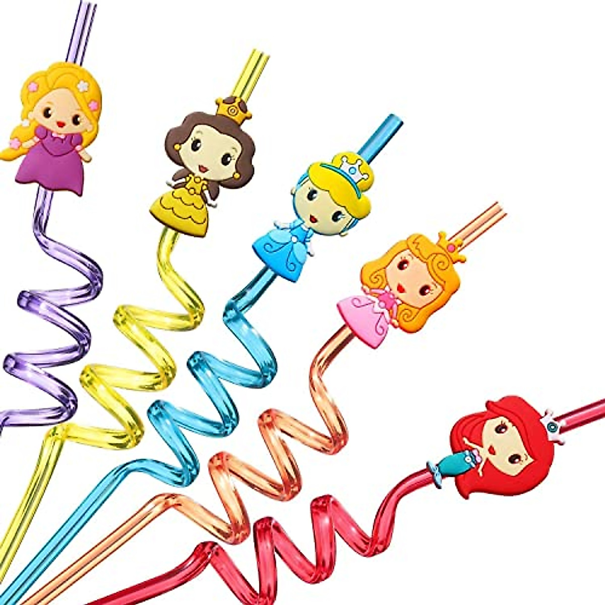 Disneys Princess Birthday Party Supplies Drinking Straws for Girl Party Favors with 2 Cleaning Brush (25+2)