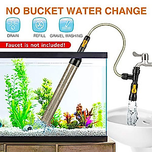 hygger Bucket-Free Aquarium Water Change Kit Fish Tank Auto Siphon Pump Gravel Cleaner Tube with Long Hose Water Changer Maintenance Tool 49-FEET