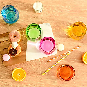 BACLIFE Stemless Wine Glasses Set of 6 - Hand Blown Colored Short Wine Tumblers - 15 oz Elegant Sparkling Wine Glass - Unique Gift for Birthday,Wedding, Anniversary - Clear